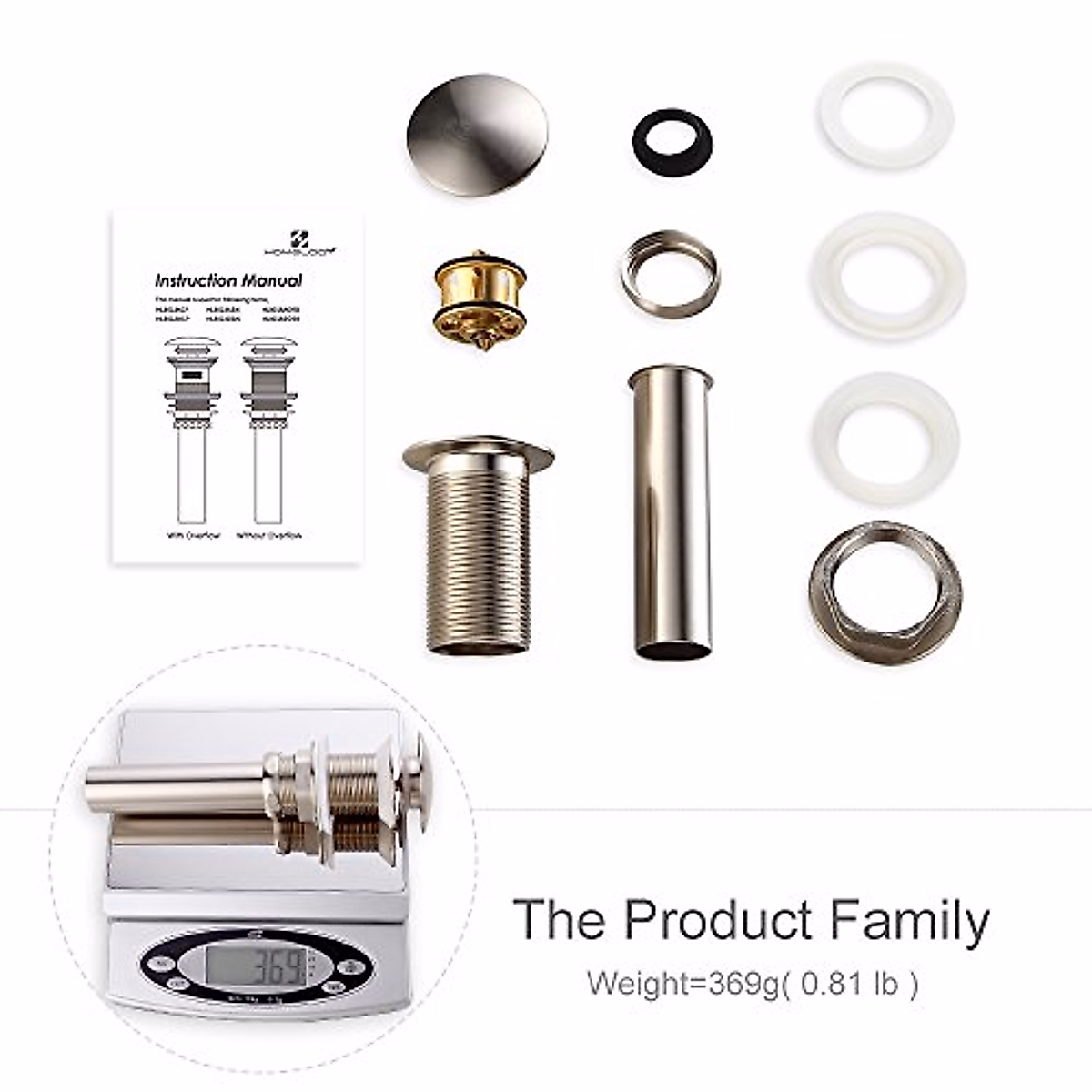 HOMELODY Vessel Sink Drain, 1 5/8" Bathroom Sink Drain with Removable Brass Strainer Basket, Anti-clogging Pop Up Drain Stopper Brushed Nickel without Overflow, HL8018ABN