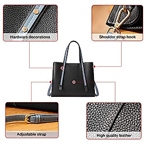 FOXER Leather Satchel Handbags for Women, Genuine Leather Ladies Top-handle Bags with Adjustable Shoulder Strap Womens Classic Crossbody Tote Purses and Handbags Medium Real Leather Carryall (Black)