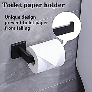 Ntipox 5 Piece Stainless Steel Matte Black Bathroom Hardware Accessories Set Include 23.6 Inch Towel Bar Set Matte Black, Towel Rack Set Bathroom Accessories Set Black