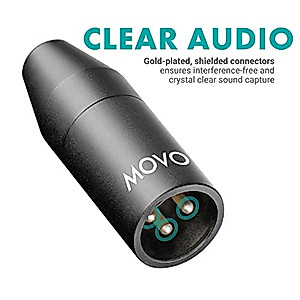 Movo F-XLR 3.5mm to XLR Microphone Adapter - 3.5mm Female TRS to XLR Male Connector for Camcorders, Recorders, Mixers