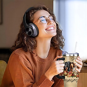 qoepfnsh 40 oz Horse Tumbler with Handle and Straw, Christian Stainless Steel Vacuum Insulated Travel Coffee Mug Cup Water Bottle, Horses Stuff Accessories Decor Gifts for Women Girls