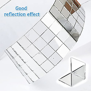 Self-Adhesive 5×5mm 2400pcs and 10×10mm 600pcs,Glass Mosaic Mirror Tiles Square Sticker Disco Ball for DIY Craft Decoration Silver (Silver)