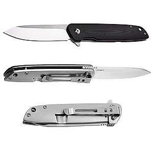GRAND WAY Pocket Knife - Folding Knofe with G-10 Handle - Best Survival Hunting EDC Work Military Bushcraft Knifes Pocket Clip - Foldable Camping Outdoor Knives with Clip - Best Gifts for Men S-37