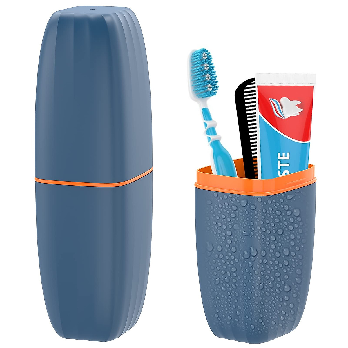 Geekboy Travel Toothbrush Holder, Portable Plastic Toothbrush Covers for Traveling, Camping, Business Trip, Home and School Supplies (Dark Blue)