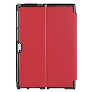 for Microsoft Surface Pro 7 2019 / Pro 6 2018 / Pro 5 1796 2017 / Pro 4 1724 2015 Tablet Cover, Luxury Lightweight Ultra Slim Folio Stand Leather Case Fit with Type Cover Keyboard (Red)