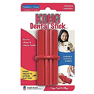 KONG - Dental Stick - Durable Rubber, Teeth and Gum Cleaning Dog Toy - for Medium Dogs
