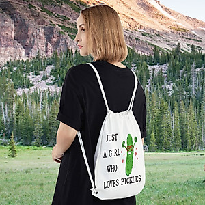 WZMPA Pickle Drawstring Backpack Pickle Food Party Gift Just Who Loves Pickles Drawstring Travel Bag Pickle Lover Gift (Who Loves Pickles)