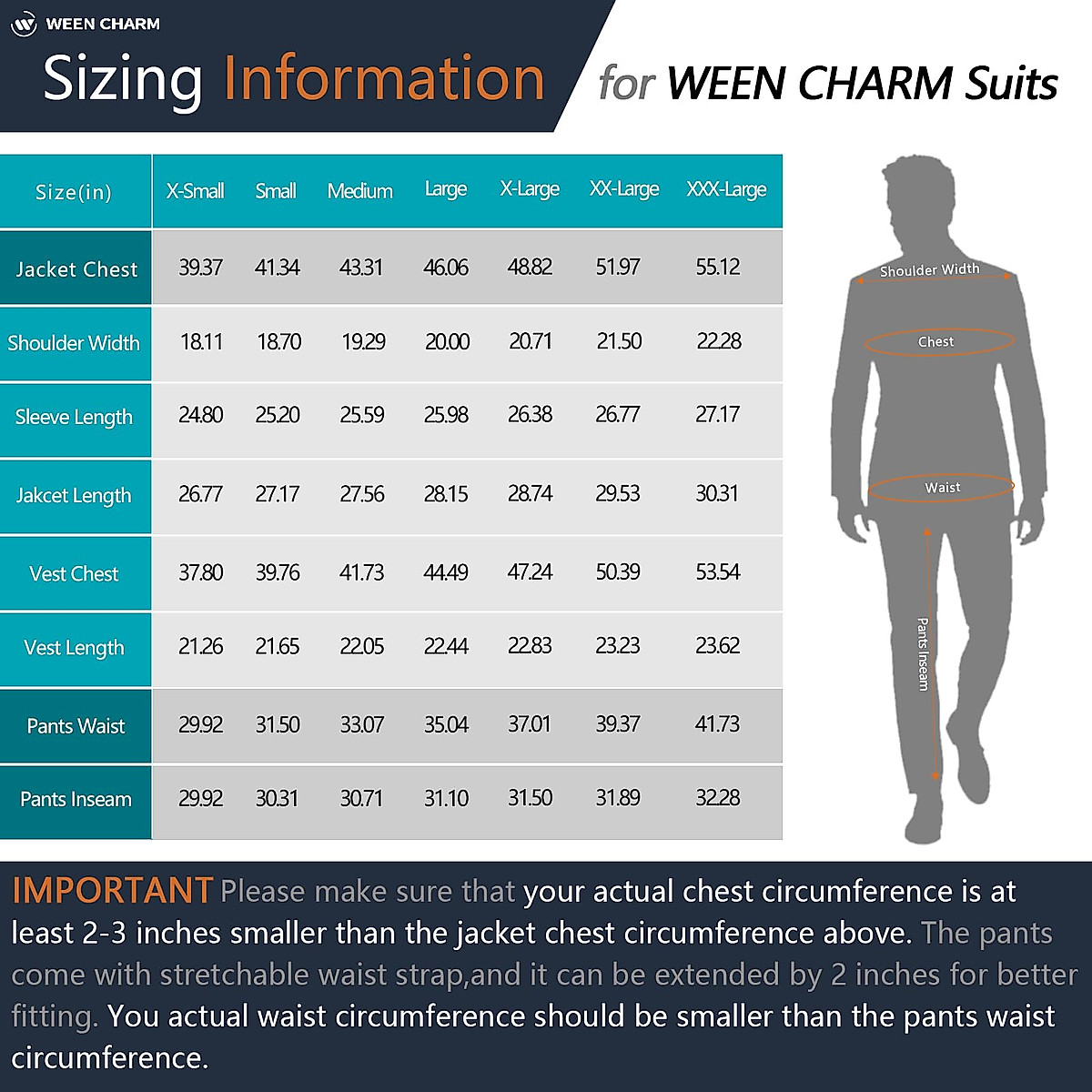 WEEN CHARM Men's Suits Slim Fit,3 Piece Suit for Men,2 Button Blazer Jacket Vest Pants with Tie,Men Tuxedo Suit Set Black