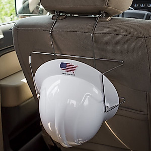 Construction Hard Hat Holder - Holder Fits Various Size Hard Hats - Headrest Hook for Construction Hard Hats Car/Truck/Vehicle Seat Head Rest or Cubicle Wall