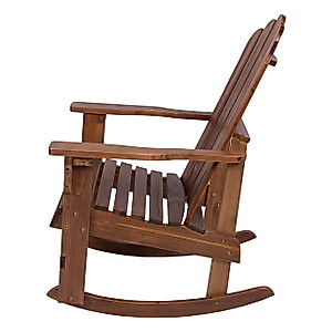 Shine Company Marina Adirondack Porch Rocker, Indoor Outdoor Wood Rocking Chair, Oak