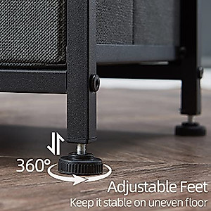 Somdot Dresser for Bedroom with 6 Drawers, 3-Tier Wide Storage Chest of Drawers with Removable Fabric Bins for Closet Nursery Bedside Living Room Laundry Entryway Hallway, Charcoal Grey/Dark Walnut