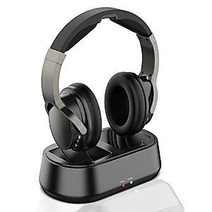 DIGITNOW Trail Wireless TV Headphones with Transmitter Dock, Over-Ear Cordless Headset with RCA / 3.5MM Input, for Watching Home Television Game 100 Feet Play Range