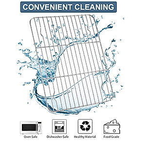 Baking Cooling Racks Set of 2, Stainless Steel Cooling Rack, Cookie Racks, Rectangle 9" x 11.8", Fit Quarter Sheet Pan, Cooking Racks for Toaster Oven, Frying, Roasting - Oven & Dishwasher Safe