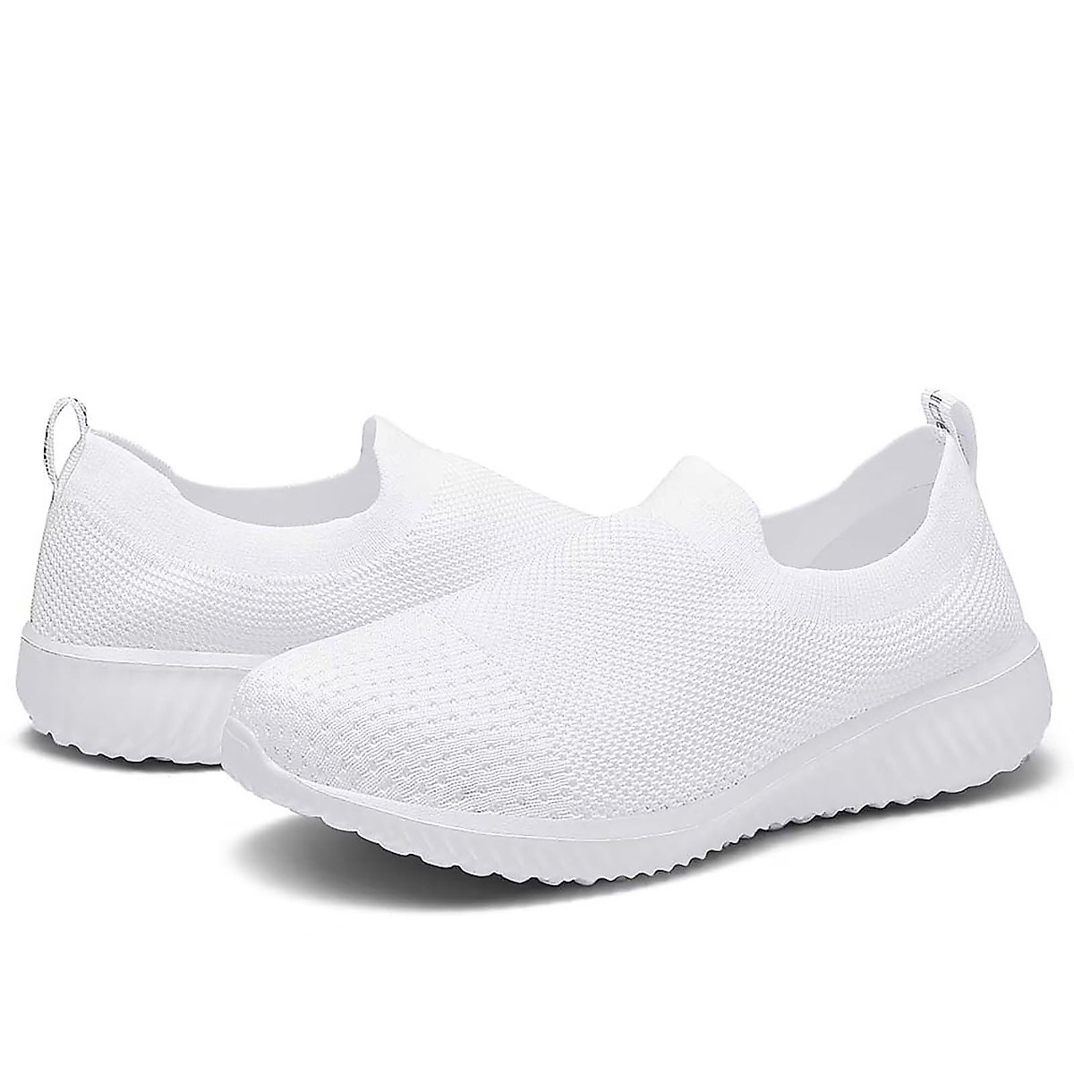 LANCROP Women's Walking Nurse Shoes - Mesh Slip on Comfortable Sneakers 8 US, Label 38.5 All White