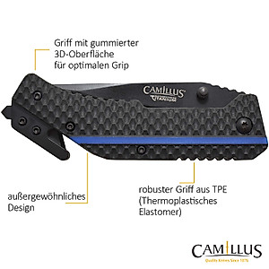 Camillus Thin Blue Line 7.75" Assisted Open Folding Knife, Black/Blue (19653)