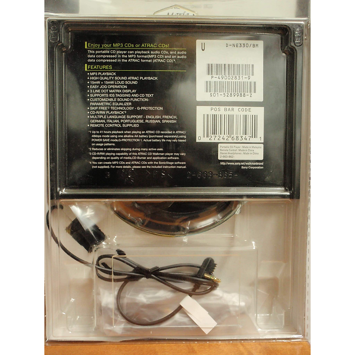 SONY Walkman D-NE330 CD Player MP3