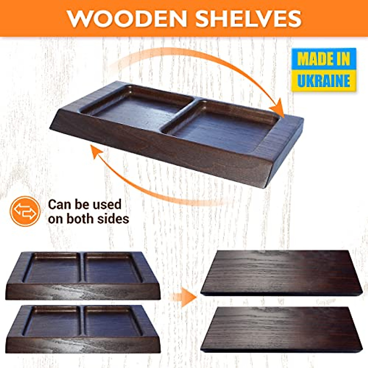 Wood Floating Shelves Set of 2-Rustic Shelf 12 inch Wide Wooden Wall Shelves for Living Room Bedroom Kitchen Bathroom Brown Color Deep -12"x6.5"