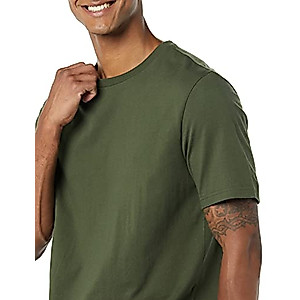 Amazon Essentials Men's Regular-Fit Short-Sleeve Crewneck Pocket T-Shirt, Pack of 2, Black/Olive, Large