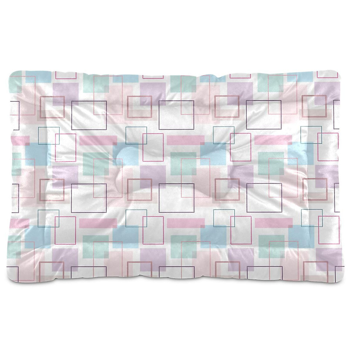 Coikll Pastel Square Pet Bed Pad Soft Dog Bed Mat with Anti-Slip Bottom, Machine Washable Crate Pad Mattress for Dog Sleeping- 24 * 18inches