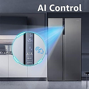 NUTRIFROST 21 cu.ft Large Capacity Side-by-Side Refrigerators Freezer Fridge - 2 Door Full Size Refrigerator for Kitchen Office Commercial LED Display Frost Free Freestanding