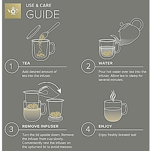 Teabloom Premium Borosilicate Glass Mug with Stainless Steel Loose Leaf Tea Infuser and Lid/Dish - 12 Ounces (350 mL)