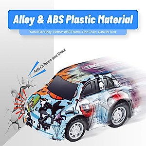 Pull Back Cars, 8 Pack Graffiti Style Metal Friction Powered Die-cast Cars Trucks Playset, Toys Pull Back Vehicles for Kids Boys Girls Toddlers, Toy Cars Party Favors for 3-14 Year Old Children, 8pcs