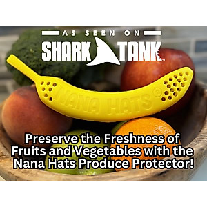 NANA HATS Produce Protector | As Seen on Shark Tank | Keep Produce Fresh for Longer | Includes Silicone Banana and 4 Ethylene Gas Absorber Packets