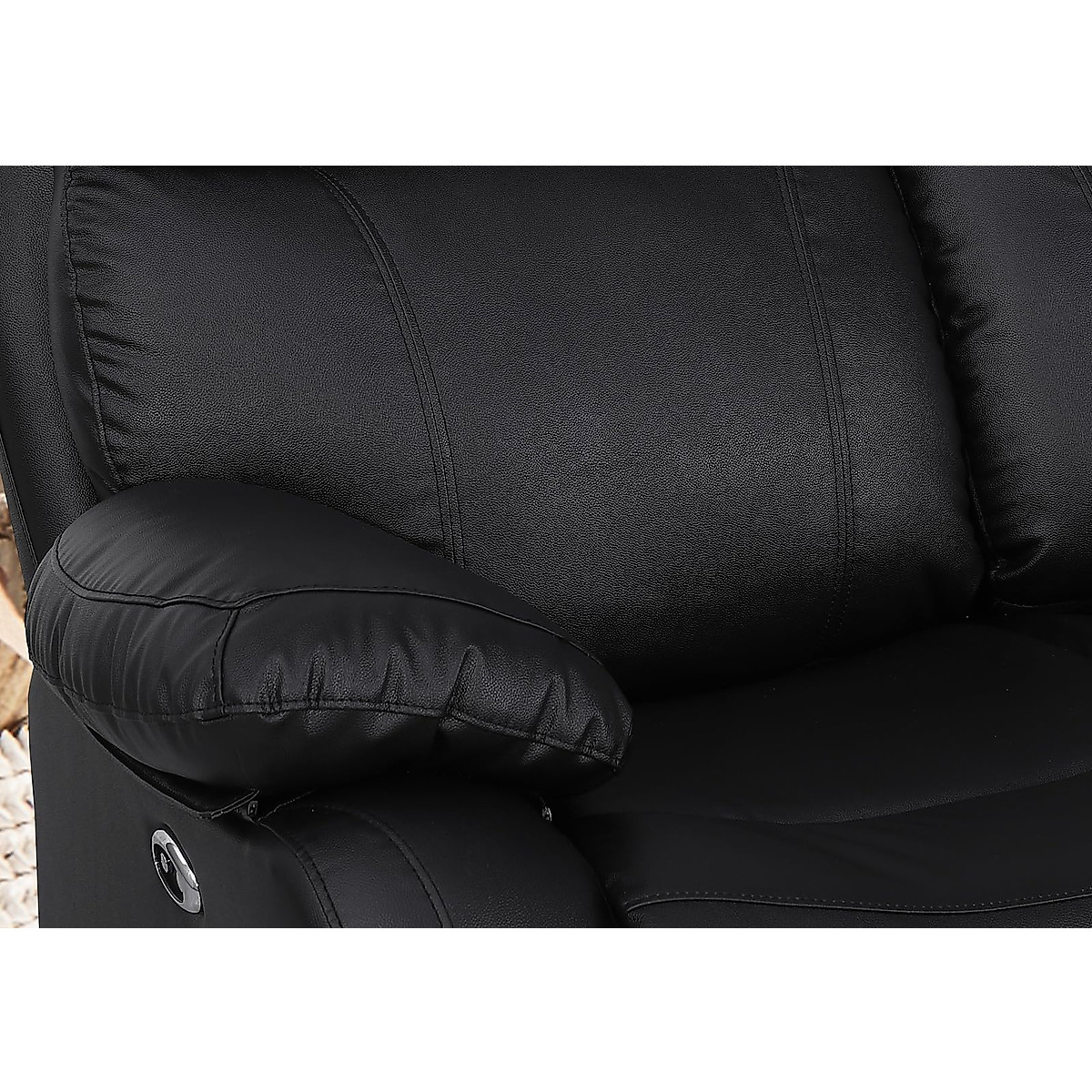 Alexent Loveseat Recliner Sofa, Power Recliner Leather Loveseat Sofa with USB Port Recliner Chair Couch 2 Seater Sofa for Living Room,Bedroom,Playroom,Black