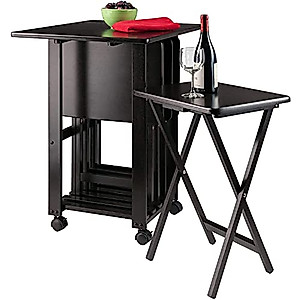 Oakestry Sophia 5pc Snack Tray Set Compact Design for Enhancing The Aesthetics, Small Living Spaces,Built-in Handles,Coffee Finish, 23.39" D X 28.19" W X 33.94" H