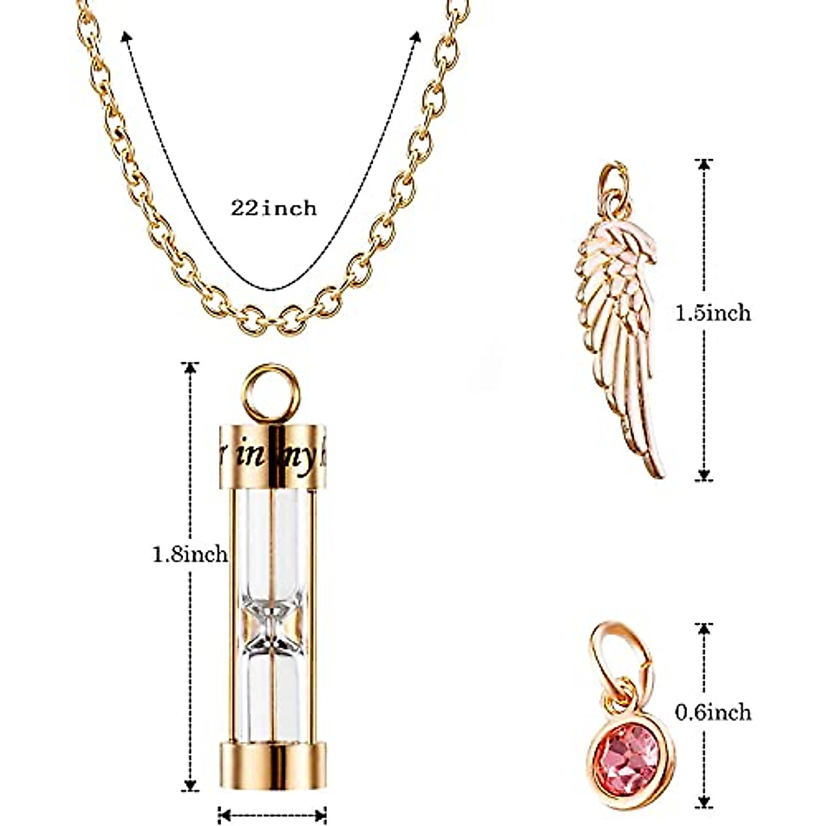 Misooky Urn Necklace for Ashes Keepsake Hourglass Memorial Cremation Jewelry for Human Women Men Ashes(Hourglass-Golden) …