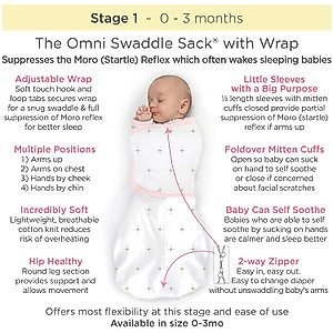 SwaddleDesigns 6-way Omni Swaddle Sack for Newborn with Wrap & Arms Up Sleeves & Mitten Cuffs, Easy Swaddle Transition, Better Sleep for Baby Boys & Girls, Sterling Polka Dot, Small, 0-3 Months