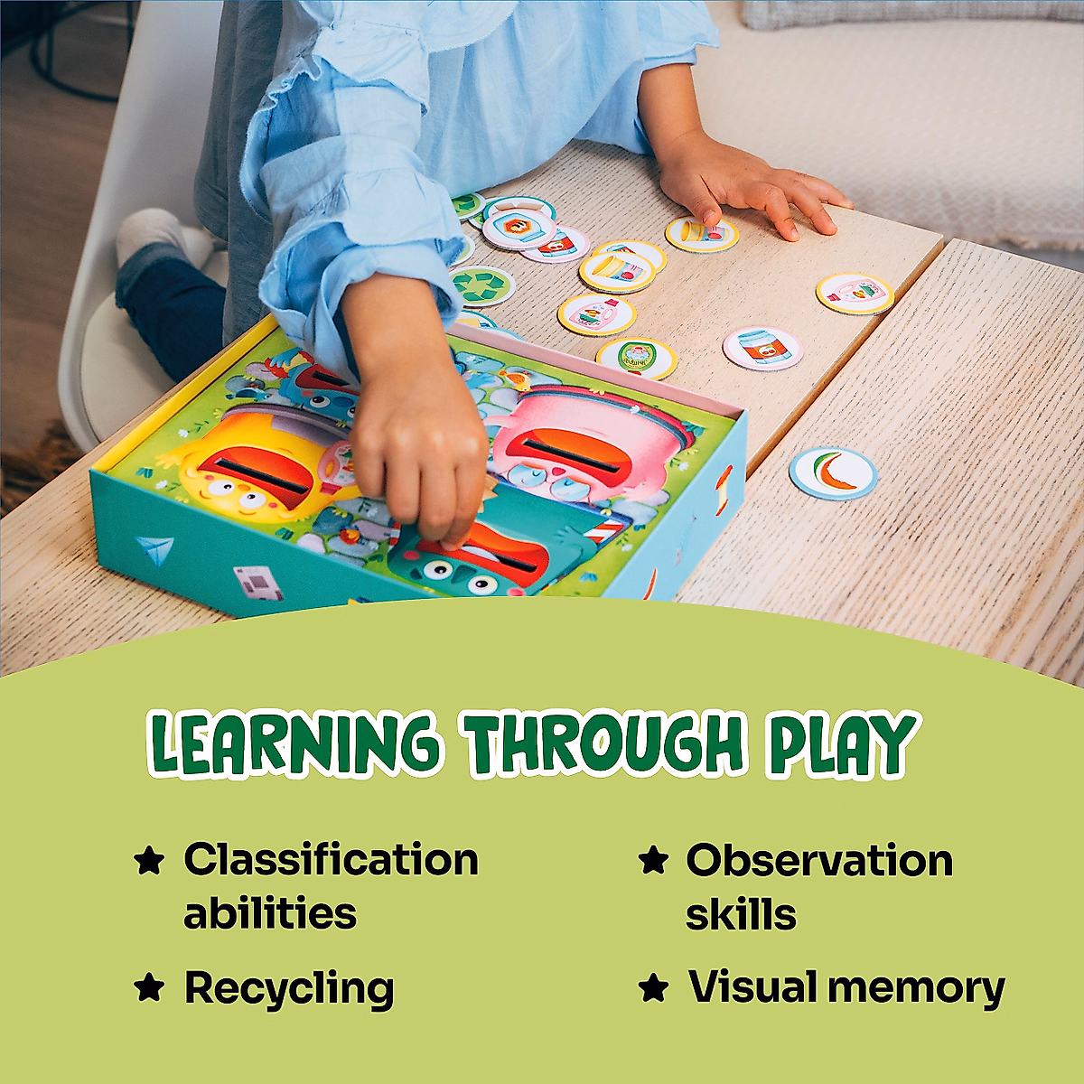 Adventerra Games Hungry Bins - A Family Board Game About Recycling & Composting - Fun & Educational Preschool Games for Boys and Girls - Learning Resources for Kids Ages 3-6