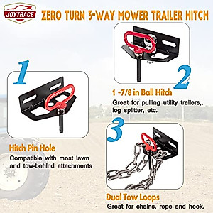 Towing Hitch Set - 3-Way Universal Zero Turn Mower Trailer Hitch and Neodymium Magnets Hitch Pin 1/2 Inch