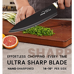 Knife Set, 15 Pieces Kitchen Knife Set with Built in Sharpener, German High Carbon Stainless Steel Knife Block Set, Dishwasher Safe, Black