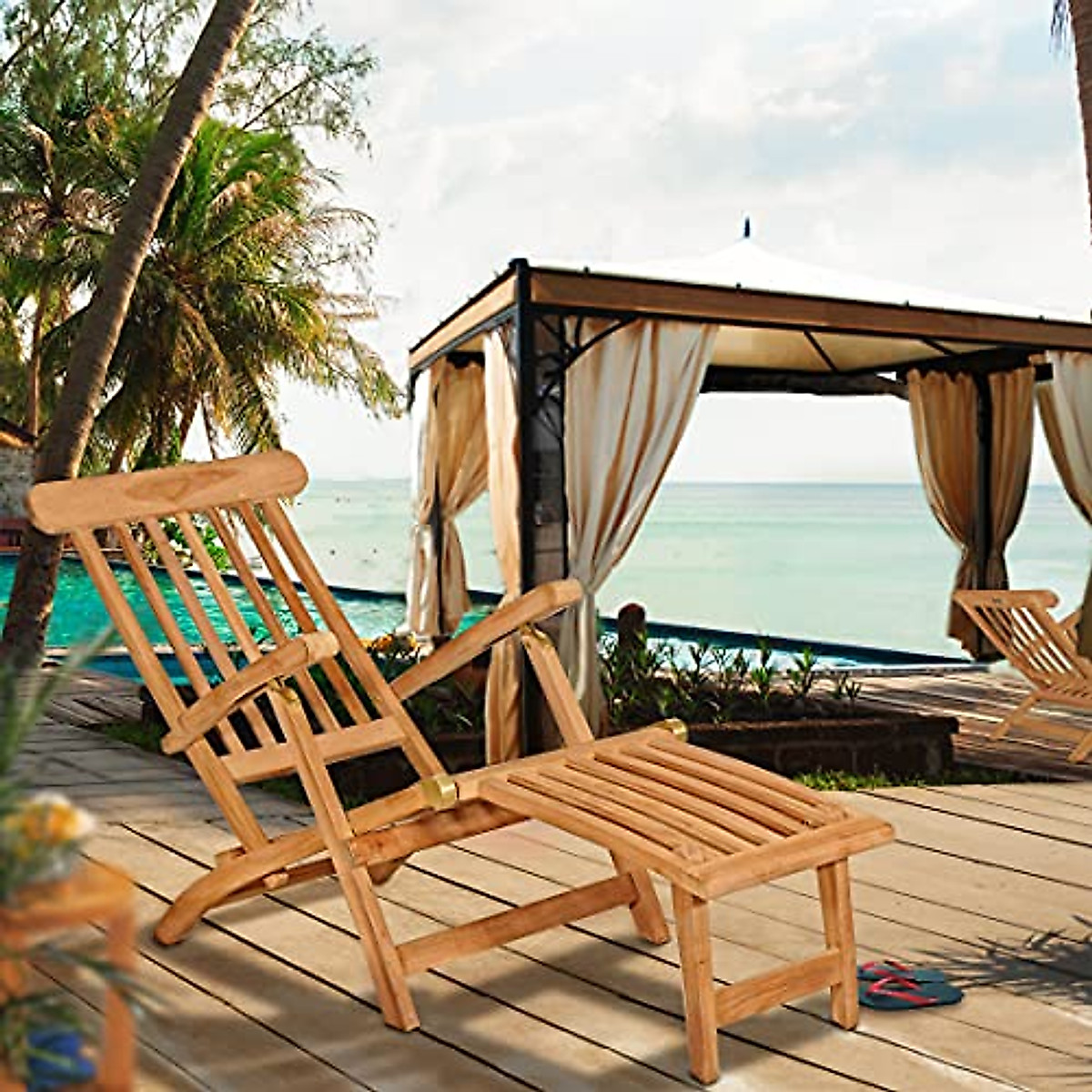 Seven Seas Teak Siesta Key Outdoor Patio Steamer Chair, Made from Solid Teak Wood