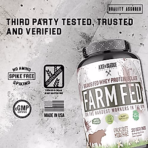Axe & Sledge Supplements Farm Fed Grass-Fed Whey Protein Isolate, Digestive Enzymes, 22 Grams Protein, 30 Servings (Dippin' Dots Strawberry Ice Cream)