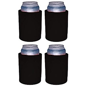 Blank Thick Foam Old School Can Cooler (4 Pack, Black)