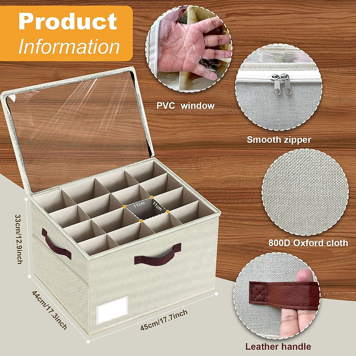 2 Pack Large Shoe Organizer for Closet, Adjustable Dividers Shoe Storage Bins Boxes, Foldable Shoe Holder Cube Containers with Clear Cover for Men’s shoes, High heel,Sneaker,Slippers,Boots(Beige).