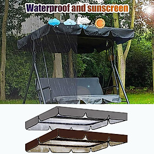 Outdoor Swing Canopy Replacement Cover 2 Seater Anti-UV Waterproof Oxford Cloth Patio Chair Top Cover for Swing Garden Porch Seat Furniture Parts - 64.5 x 44.9 x 5.9 inch for Home Garden