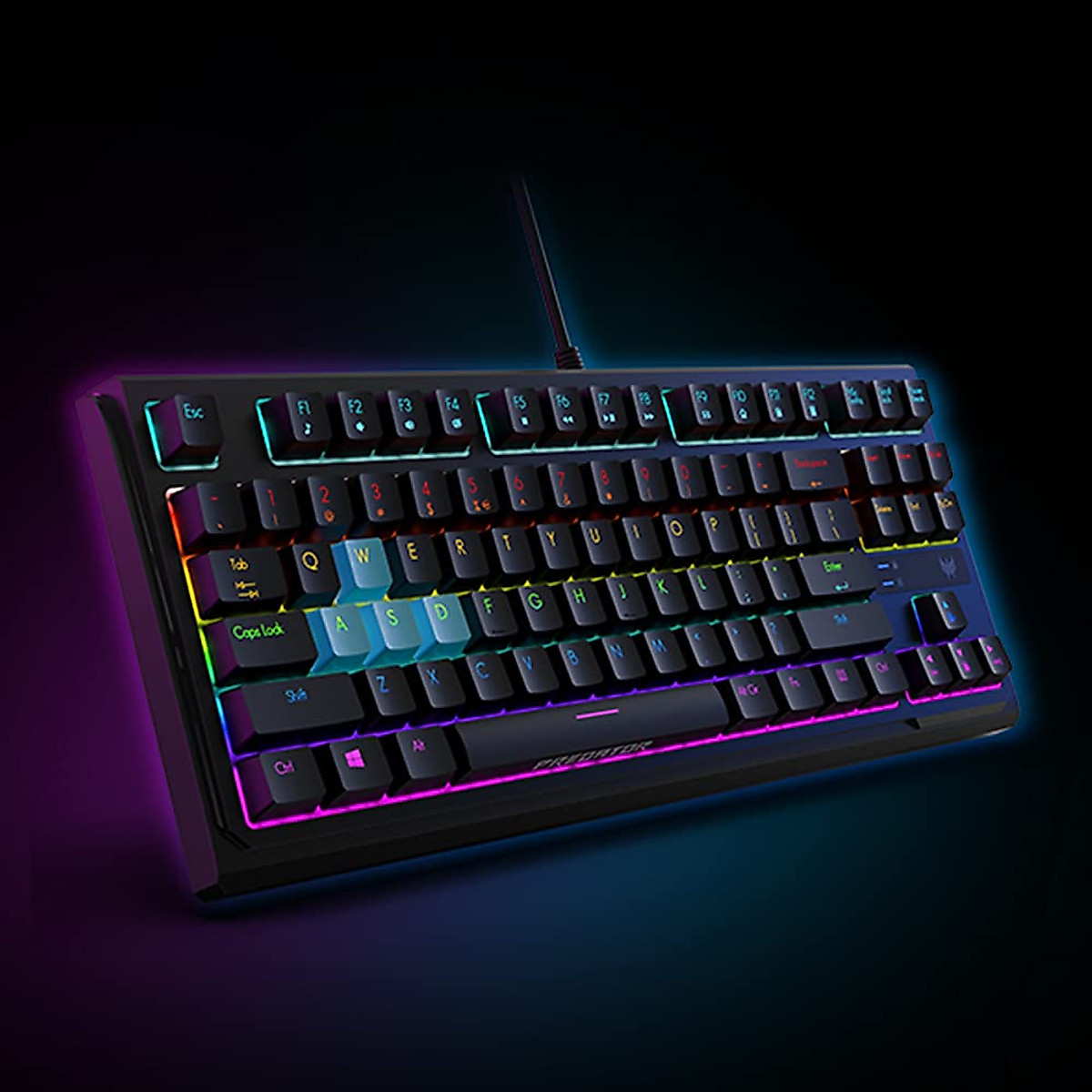 Acer Predator Aethon 301 TKL Gaming Keyboard - Gateron Blue Switches | 6 Zone Backlit LED Color Keys | 7 Level Brightness | 8 Preset Lighting Modes