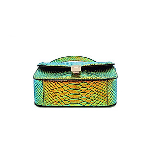 Yair Yangtz Holographic Snakeskin Crossbody Bag Shoulder Bag Women's Hologram Leather Purse (S Green)
