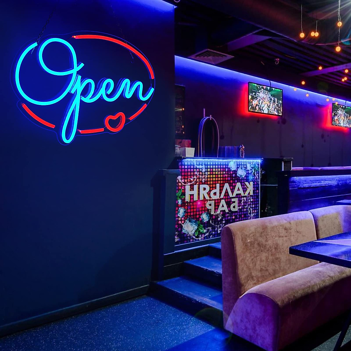 FITNATE Open Sign for Business, 16"x 12" Brightness Adjustable Neon Open Sign USB Powered Ultra Bright Led Light Sign for Window Bar Store Party Decor