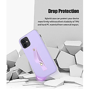 GOOSPERY SlideTok Compatible Case with iPhone 12/12 Pro Card Holder Phone Finger Band Loop Stretch Grip Kickstand 2 Card Storage Dual Layer Protective Bumper Wallet Cover - Purple