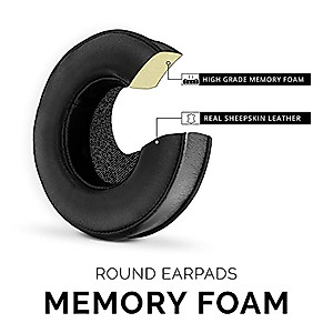 BRAINWAVZ Round Sheepskin Leather Earpads - Fits Many Large Headphones - SteelSeries, HD668B, ATH, AKG K553, HifiMan, ATH, Philips, Fostex, Sony Memory Foam Ear Pad & More