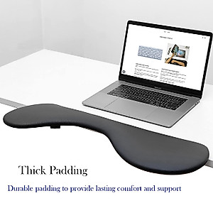 Eulps Ergonomic Forearm Support Clamp-on Leather Elbow Armrest Pad Ergonomic Desk Extender for Home and Office, Easy Typing & Pain Relief (Black)