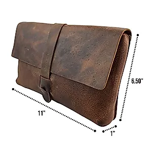 Hide & Drink, Leather Clutch Bag/Handbag/Accessory Organizer/Phone Bag/Case, Handmade Includes 101 Year Warranty :: Bourbon Brown