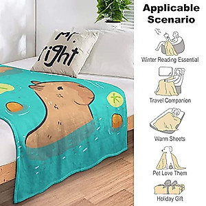 Capybara Blanket Ultra-Soft Throw Blanket Anti-Pilling Warm Cozy Flannel Throws for Couch Sofa Bed Living Room Family Friend Halloween Christmas Birthday Gifts 50"x60"