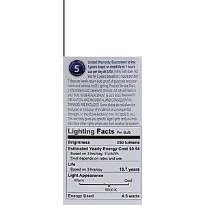 GE LED Light Bulbs, Refrigerator or Freezer Light Bulb, 4.5 Watt, Daylight (1 Pack)