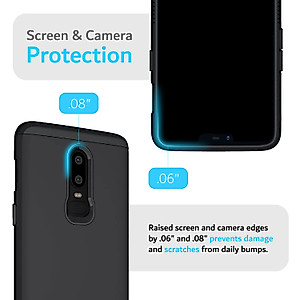 TUDIA DualShield Designed for OnePlus 6 Case, [Merge] Shockproof Military Grade Heavy Duty Dual Layer Slim Protective Phone Case - Matte Black