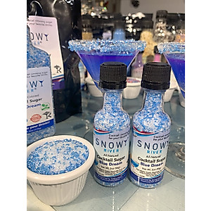 Snowy River Cocktail Sugar Rimmer Mixed Blends - All Natural Cocktail Decorating Sugar, Cocktail Garnish (Blue Dream, 2oz Bottle)